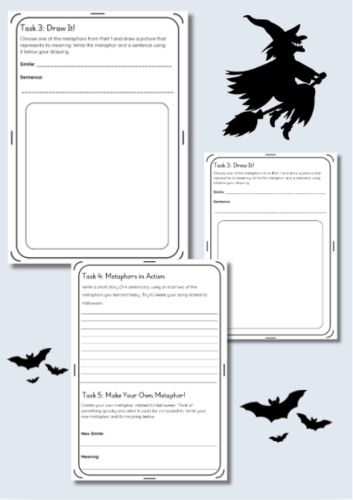 Halloween Metaphor English Figurative Language Worksheet | Teaching ...