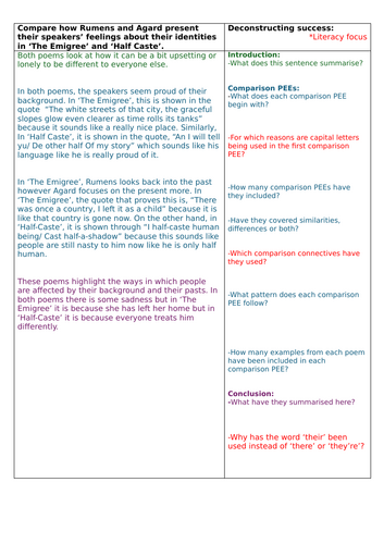 Scheme of Work - Identity Poetry analysis and comparison unit Year 8 9 ...