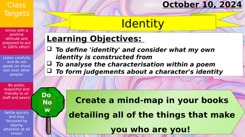 Scheme of Work - Identity Poetry analysis and comparison unit Year 8 9 ...