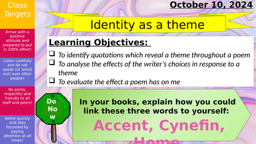Scheme of Work - Identity Poetry analysis and comparison unit Year 8 9 ...