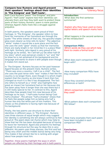 Scheme of Work - Identity Poetry analysis and comparison unit Year 8 9 ...