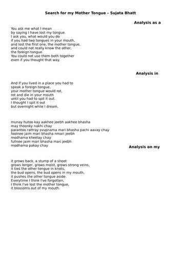 Scheme of Work - Identity Poetry analysis and comparison unit Year 8 9 ...