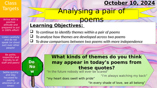 Scheme of Work - Identity Poetry analysis and comparison unit Year 8 9 ...