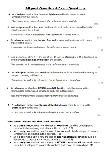 Edexcel A Level Drama Section B - ALL exam questions! | Teaching Resources