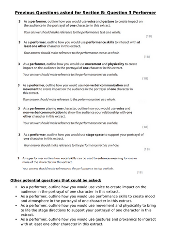 Edexcel A Level Drama Section B - ALL exam questions! | Teaching Resources