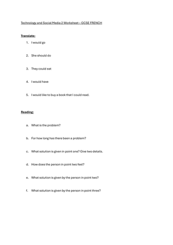 Theme 1 - GCSE French AQA - 14 Lessons | Teaching Resources