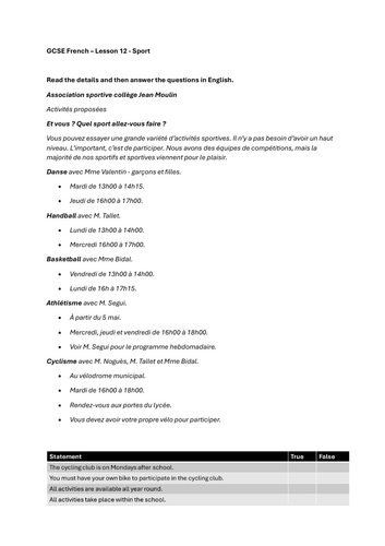 Theme 1 - GCSE French AQA - 14 Lessons | Teaching Resources