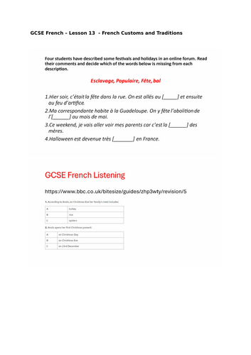 Theme 1 - GCSE French AQA - 14 Lessons | Teaching Resources