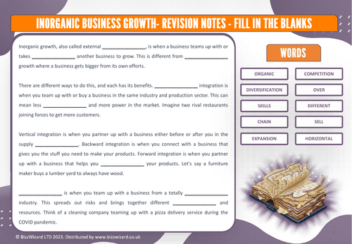 External Growth: Mergers and Takeovers - FREE Revision Word Fill ...