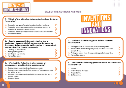 Invention & Innovation - FREE Multiple-Choice Quiz & Youtube Video ...