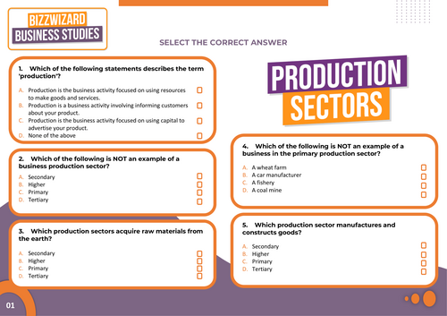 Production Sectors - FREE Multiple-Choice Quiz & Youtube Video - GCSE ...