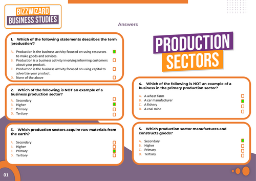 Production Sectors - FREE Multiple-Choice Quiz & Youtube Video - GCSE ...