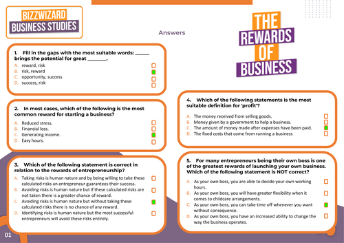 Rewards of Enterprise - FREE Multiple-Choice Quiz & Youtube Video ...