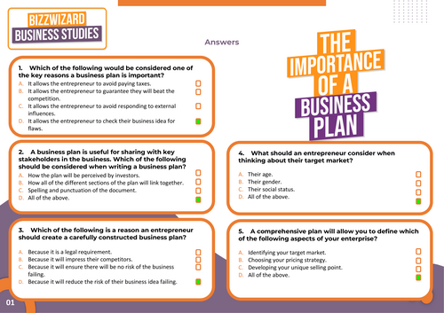 The Importance of a Business Plan - FREE Multiple-Choice Quiz & Video ...