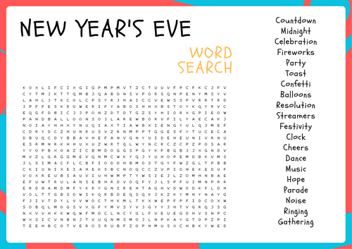 New Year's Eve Word Search Puzzle | Teaching Resources