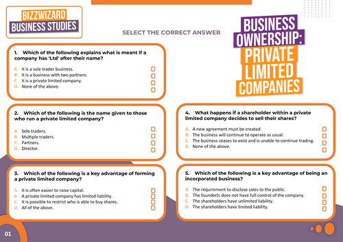 Private Limited Companies - FREE Multiple-Choice Quiz & Youtube Video ...