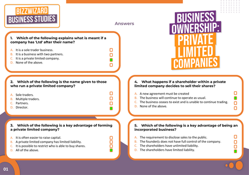 Private Limited Companies - FREE Multiple-Choice Quiz & Youtube Video ...