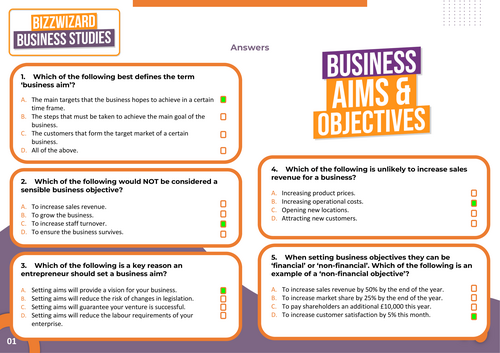 Business Aims & Objectives - FREE Multiple-Choice Quiz & Youtube Video ...