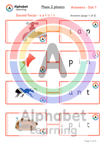 Phase 2 Phonics CVC Match Cards (s a t p i n) | Teaching Resources