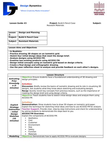Design Dynamics: Build It Pencil Case Project - Booklet (KS3) + Lesson Plans | Teaching Resources