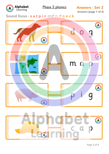 Phase 2 Phonics CVC Match Cards (m d g o c k) | Teaching Resources