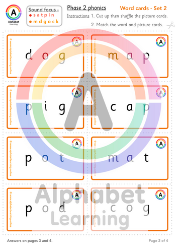 Phase 2 Phonics CVC Match Cards (m d g o c k) | Teaching Resources