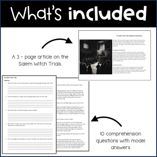 Salem Witch Trials Reading Comprehension | Functional Skills English L1 ...