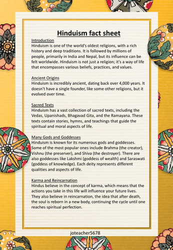Hindu fact sheet | Teaching Resources