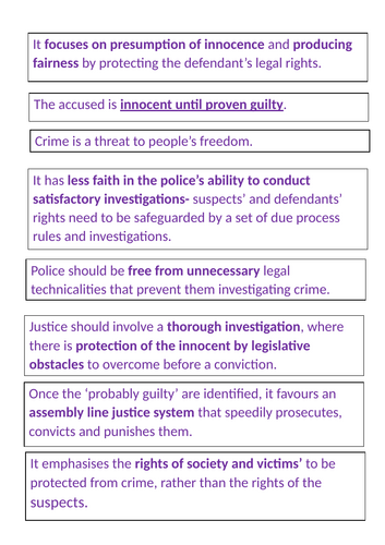 Criminology Unit 4: AC 1.3 Models of Criminal Justice | Teaching Resources