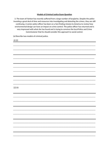 Criminology Unit 4: AC 1.3 Models of Criminal Justice | Teaching Resources