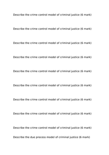 Criminology Unit 4: AC 1.3 Models of Criminal Justice | Teaching Resources