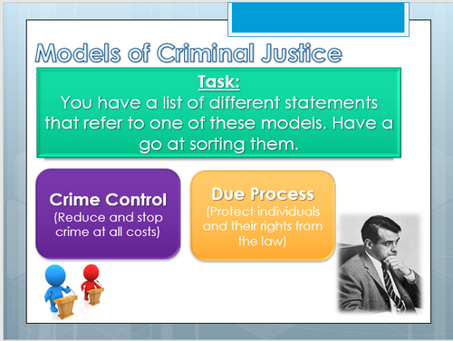 Criminology Unit 4: AC 1.3 Models of Criminal Justice | Teaching Resources