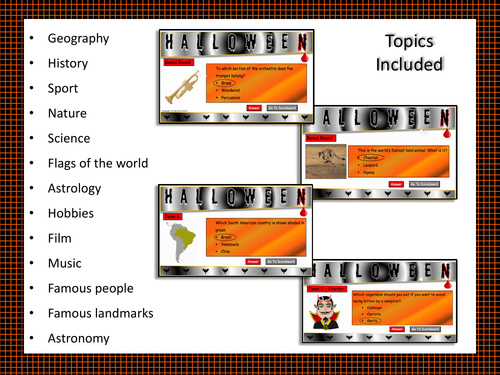 Halloween Team Building Quiz Animated and Interactive Free Taster KS3 ...