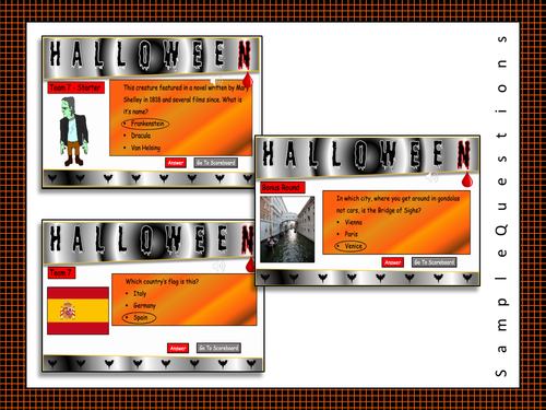 Halloween Team Building Quiz Animated and Interactive Free Taster KS3 ...