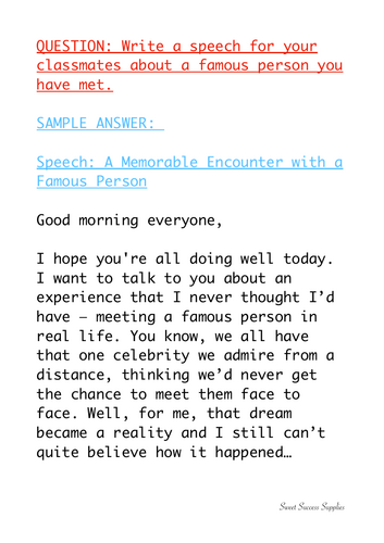 Speech for Your Classmates About a Famous Person You Have Met, Serena ...