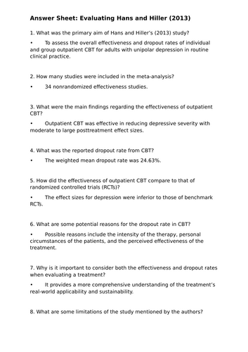 Lesson for Hans and Hiller's (2013) research | Teaching Resources