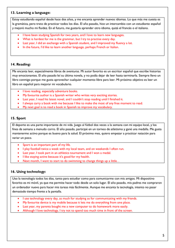 GCSE Spanish Translation into English - Exam Practice | Teaching Resources