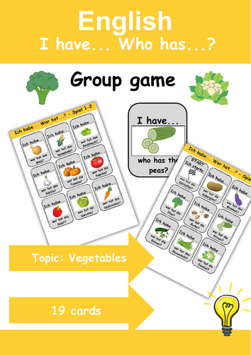 I Have, Who Has? Cardgame theme: Vegetables | Teaching Resources