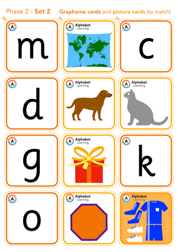 Phase 2 Grapheme/picture cards (with answers) | Teaching Resources