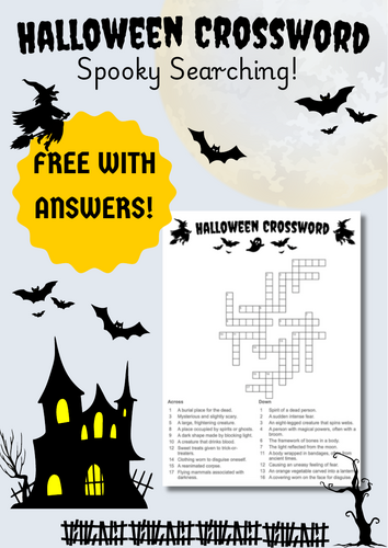 FREE Halloween Crossword Puzzle | Teaching Resources