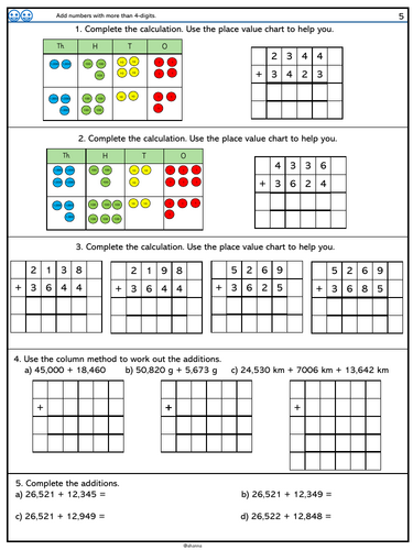 Adding numbers with more than 4-digits Core | Teaching Resources