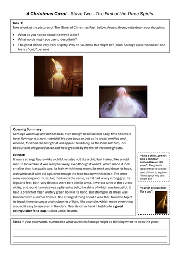A Christmas Carol LA Extract Booklet (STAVE 2) | Teaching Resources
