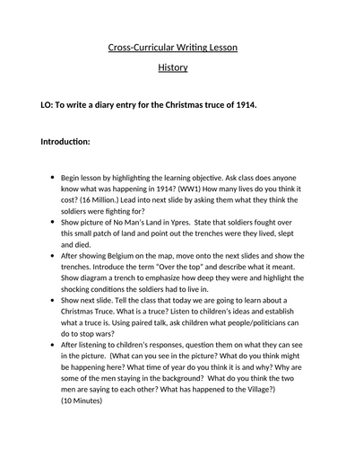 Outstanding World War 1 Christmas Truce Lesson - History & English ...