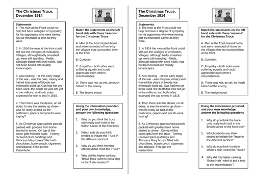 Outstanding World War 1 Christmas Truce Lesson - History & English ...