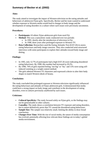 Becker et al. (2002) Eating Behaviours and Attitudes among Fijian Girls ...