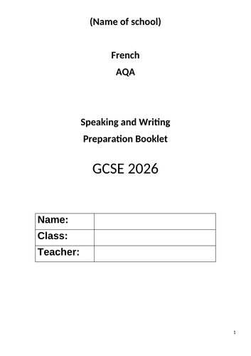 GCSE speaking booklet 2026 | Teaching Resources