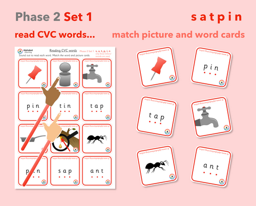Phase 2 Phonics CVC Word & Picture Matching Cards | Teaching Resources