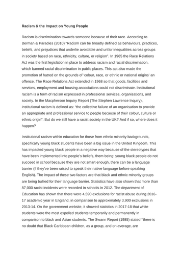 Discursive writing - Racism | Teaching Resources