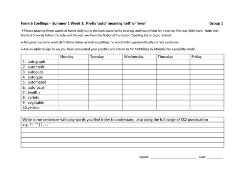 Year 6 Weekly Spelling Lists: Fully Differentiated, Ready-to-Use for ...