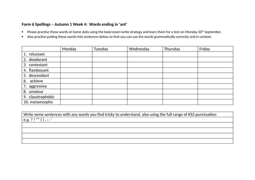 Year 6 Weekly Spelling Lists: Fully Differentiated, Ready-to-Use for ...